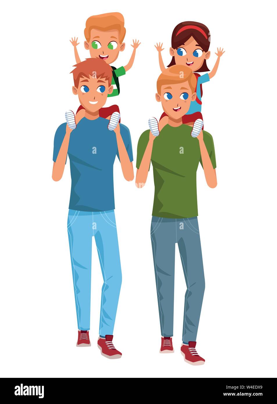 Family young parents with children cartoon Stock Vector Image & Art - Alamy