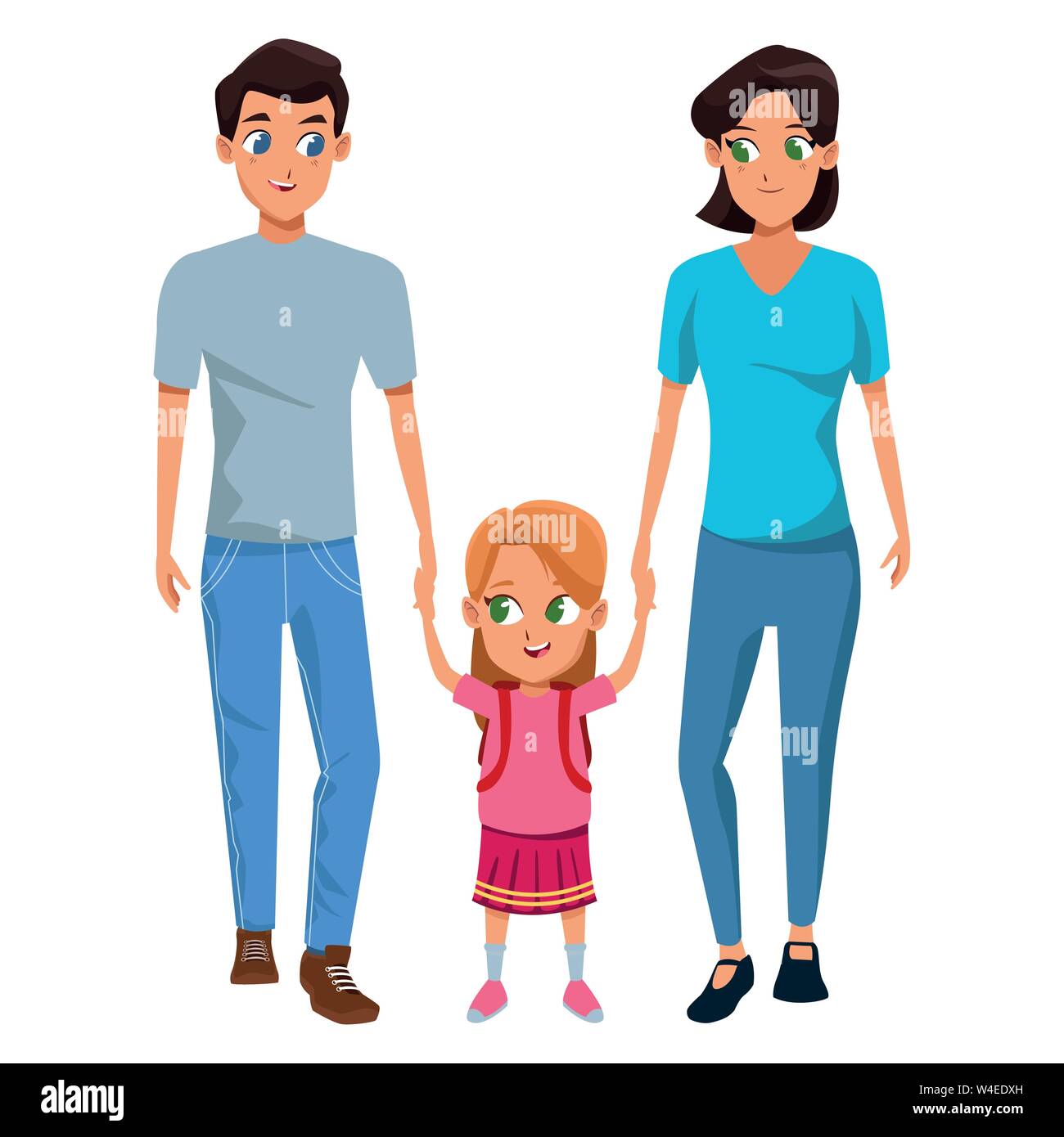 Family young parents with children cartoon Stock Vector Image & Art - Alamy