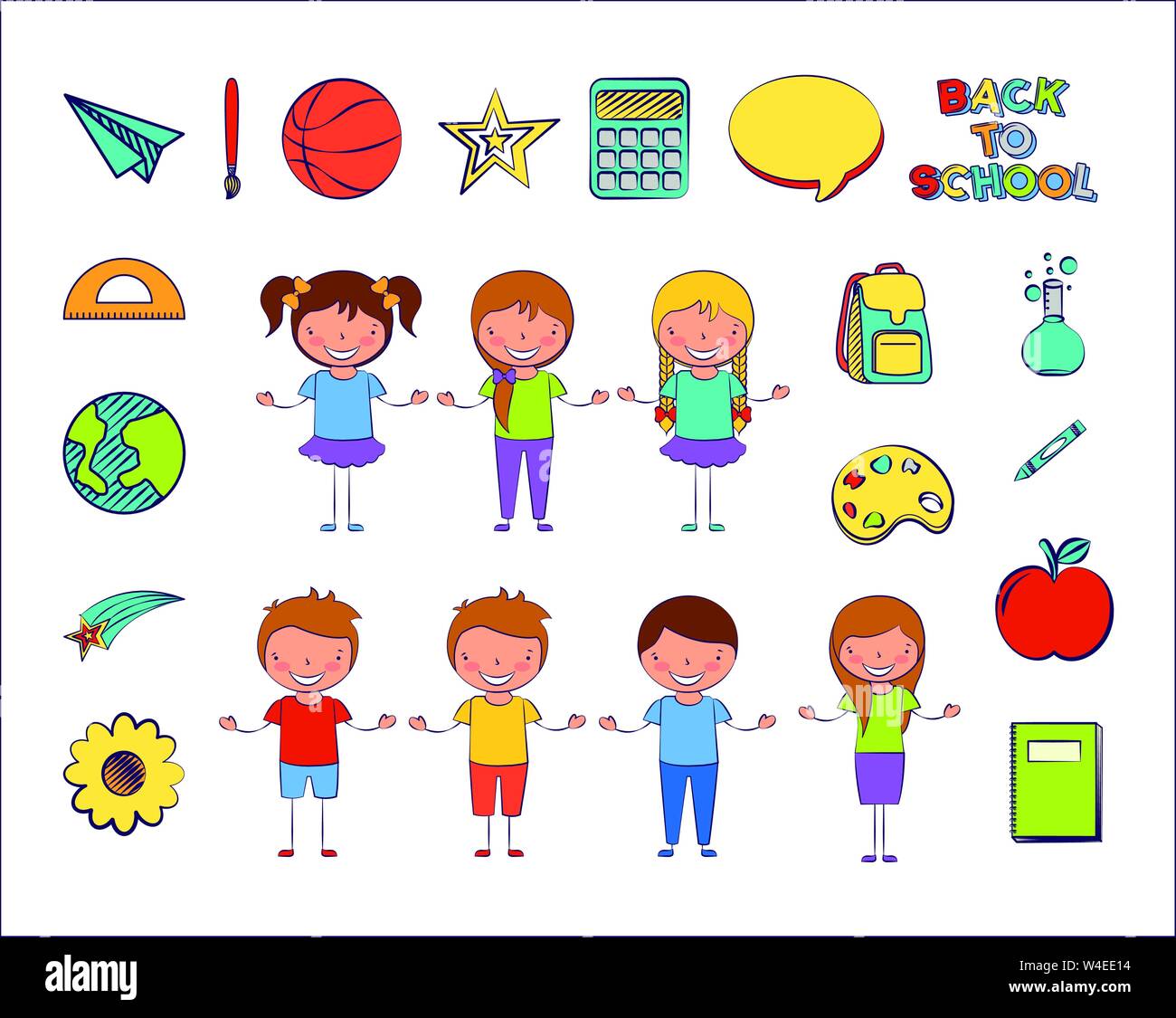 bundle of students group and back to school icons Stock Vector Image ...
