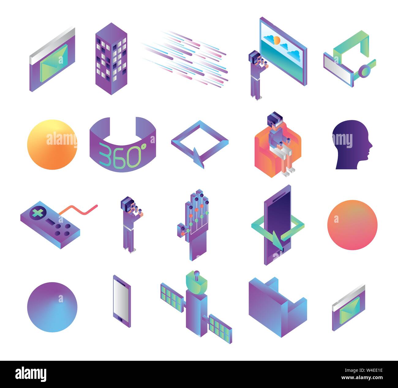 bundle of virtual reality technology icons Stock Vector Image & Art - Alamy