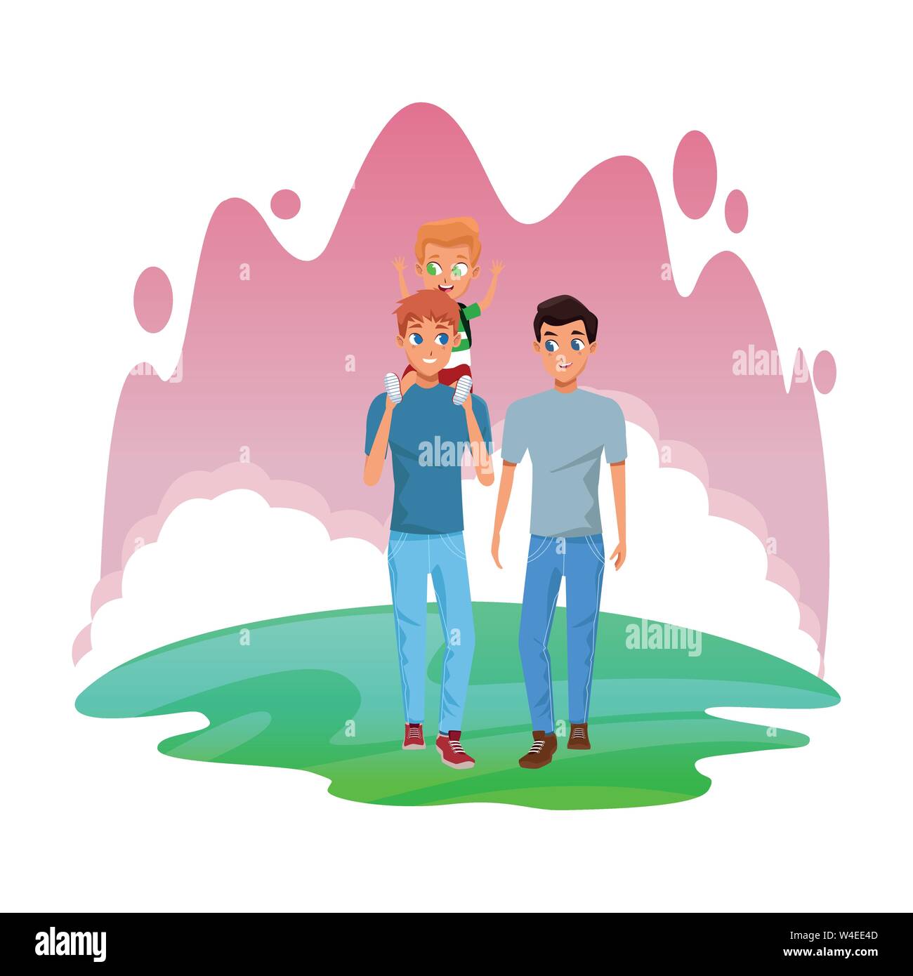 Family two fathers with children Stock Vector Image & Art - Alamy