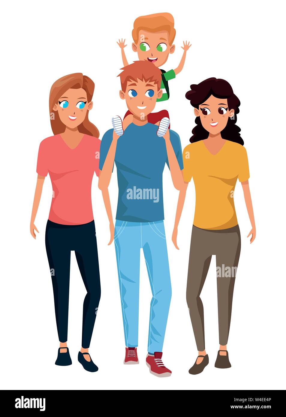 Family young parents with children cartoon Stock Vector Image & Art - Alamy