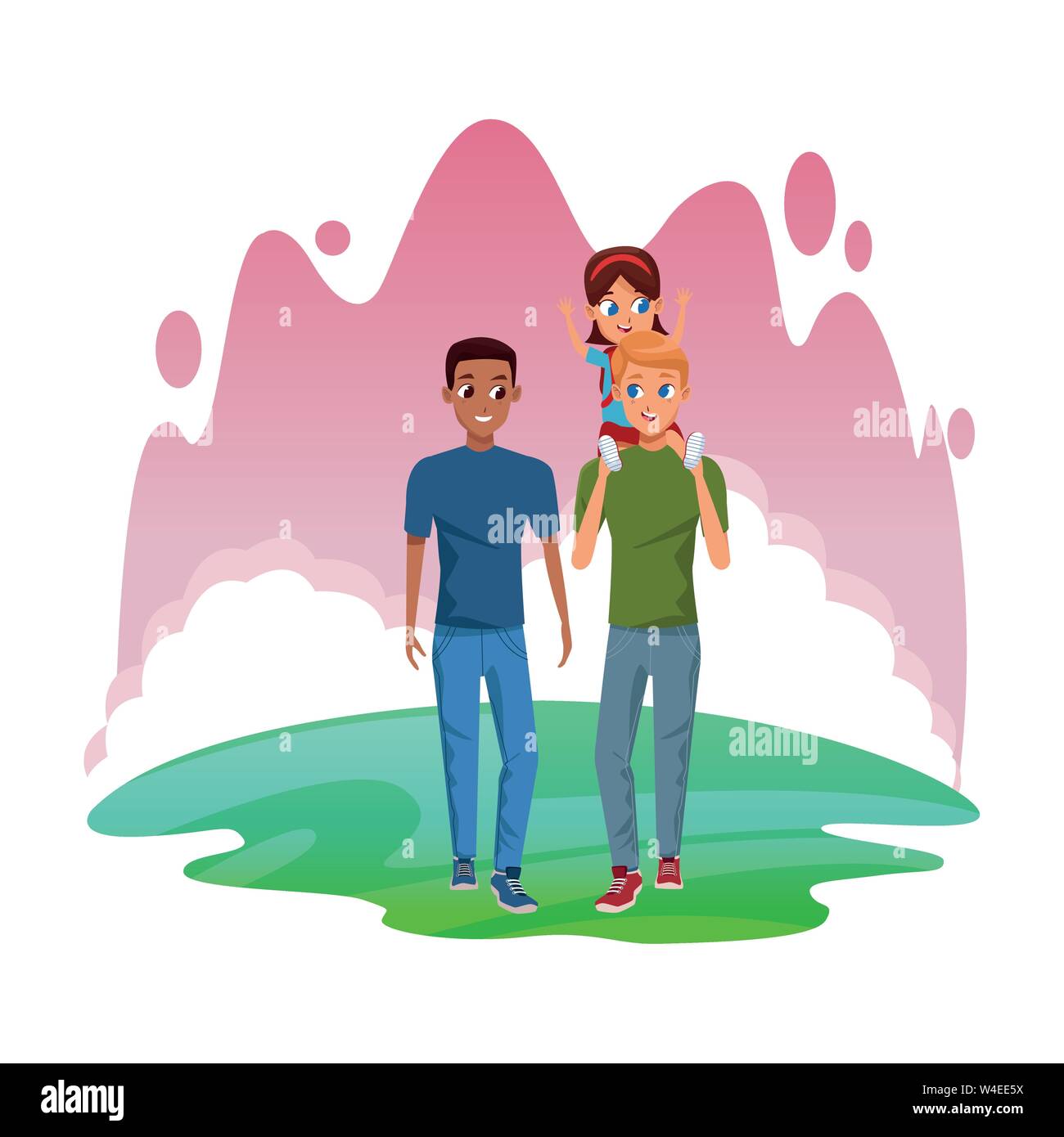 Family two fathers with children Stock Vector Image & Art - Alamy