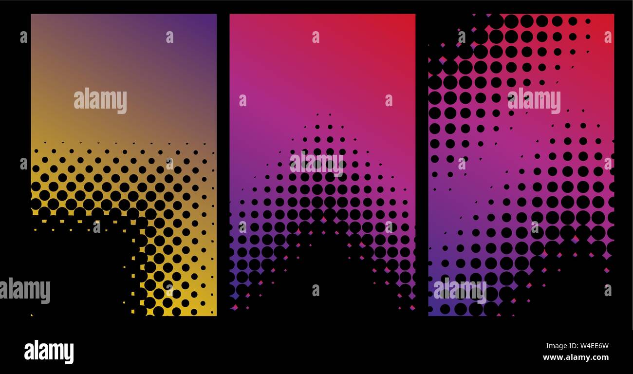 stylish set of halftone banners vector illustration Stock Vector Image ...