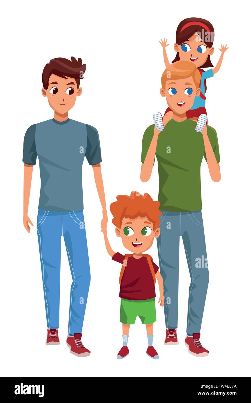 Family young parents with children cartoon Stock Vector Image & Art - Alamy