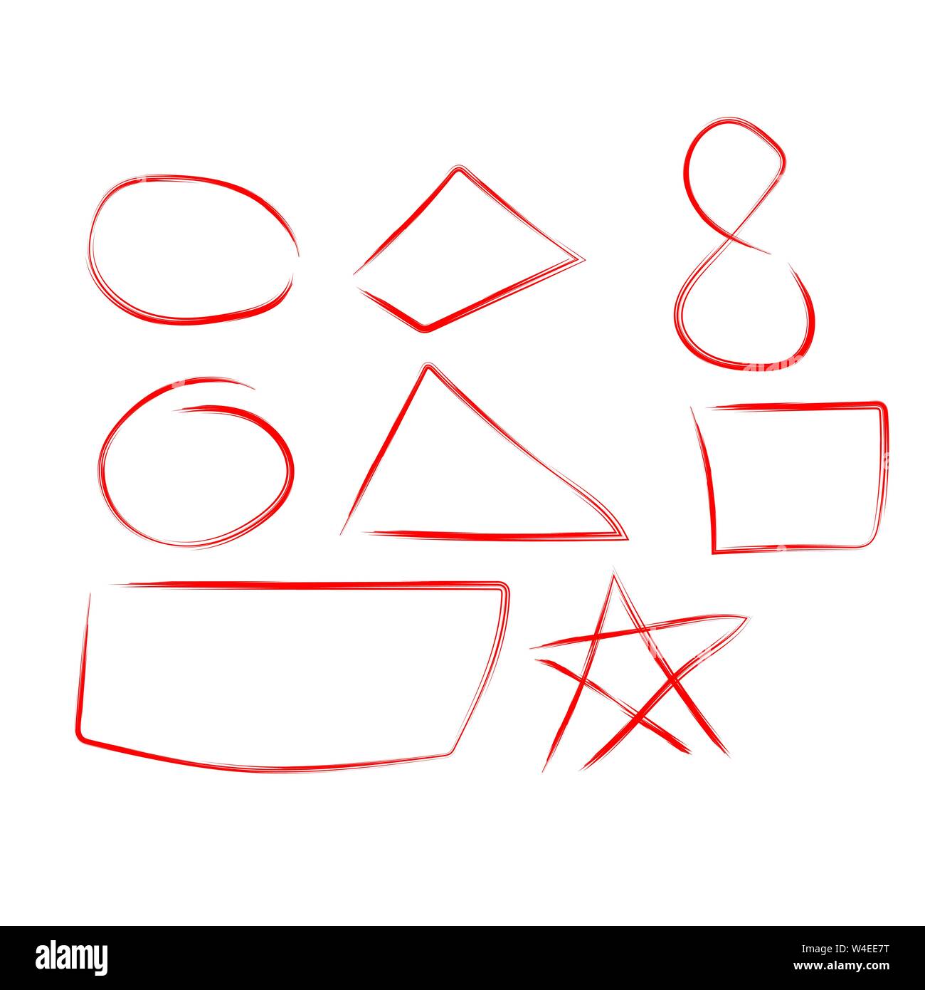 Figures draw set, design elements of highlighting, red marker isolated ...