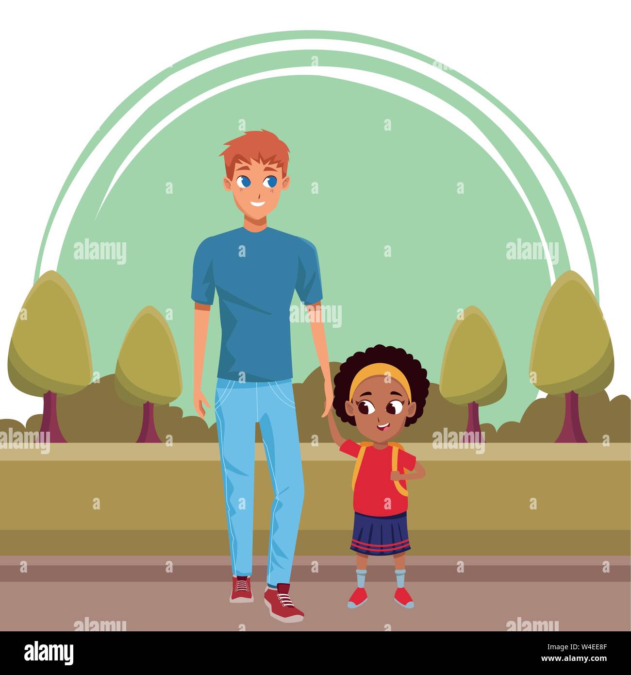 Family Single Father With Children Stock Vector Image Art Alamy