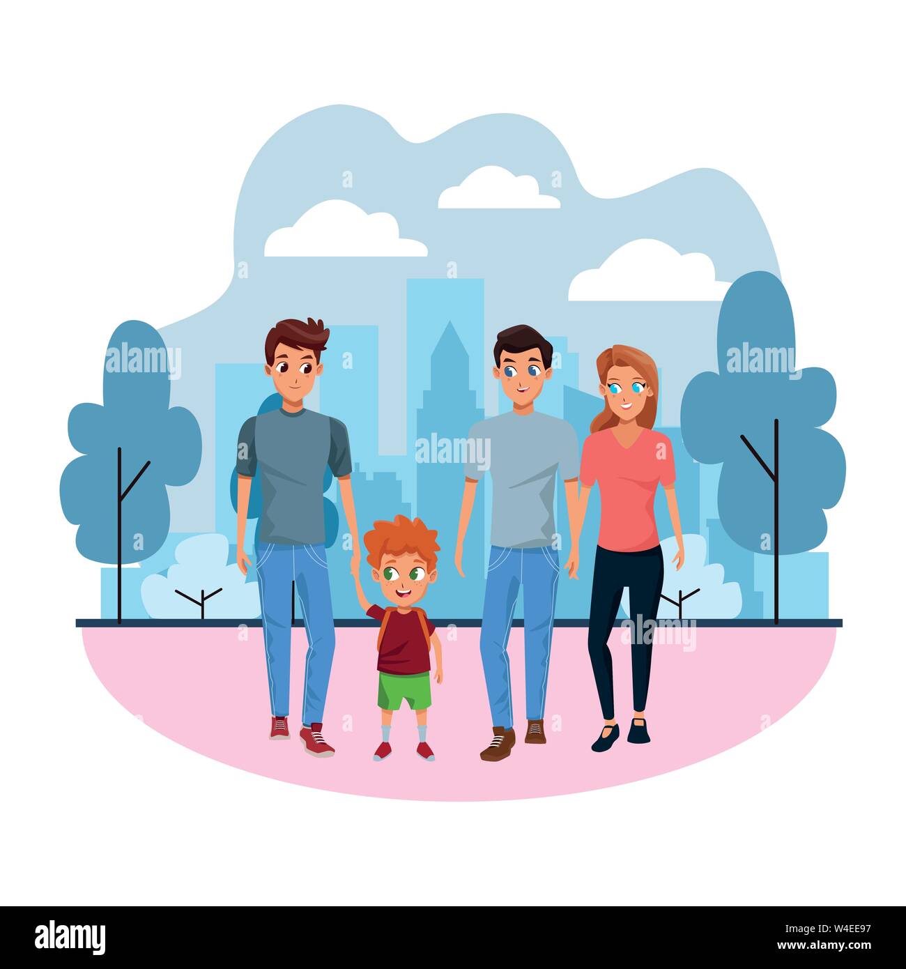 Family young parents with children cartoon Stock Vector Image & Art - Alamy