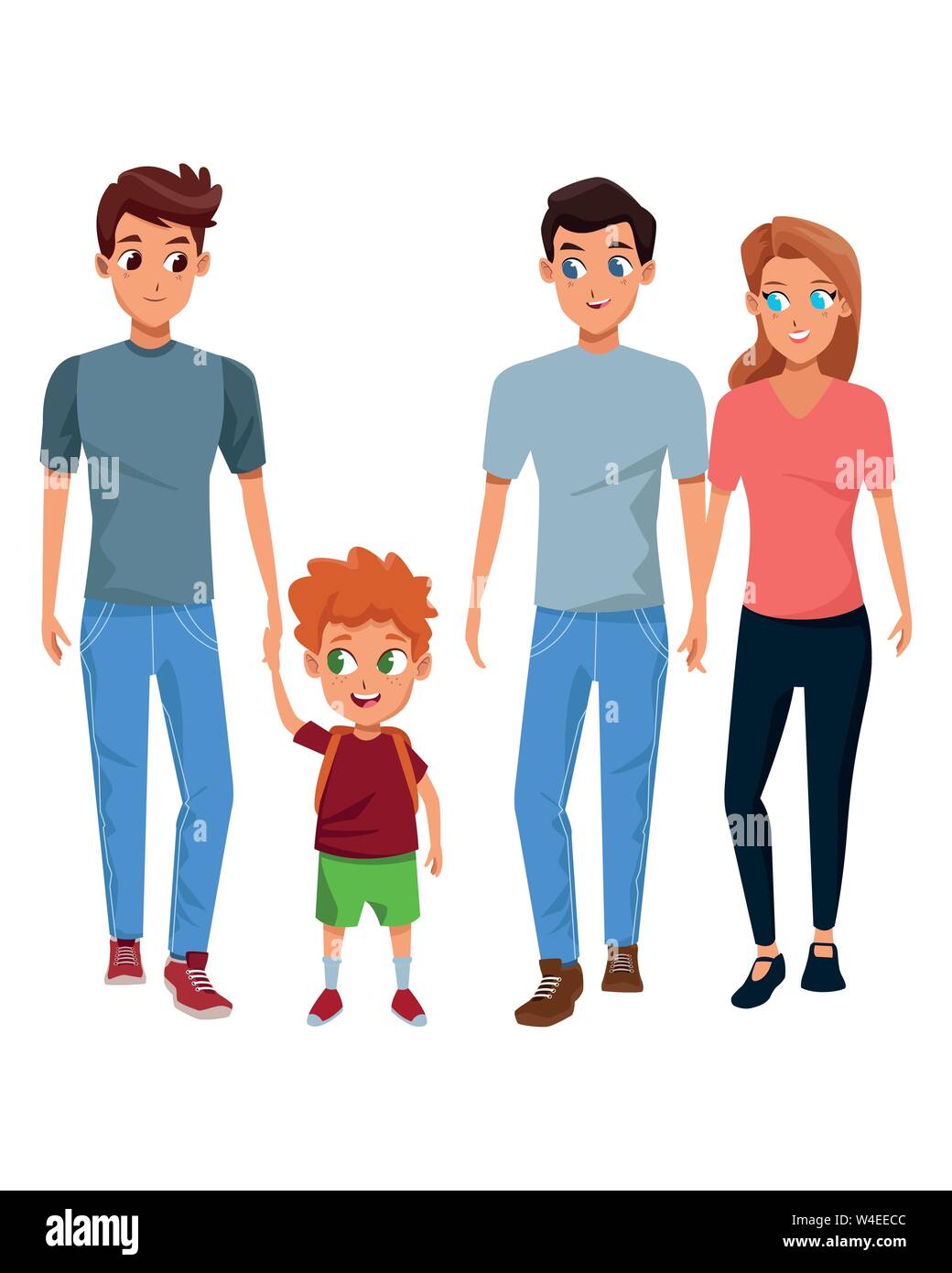 Family young parents with children cartoon Stock Vector Image & Art - Alamy