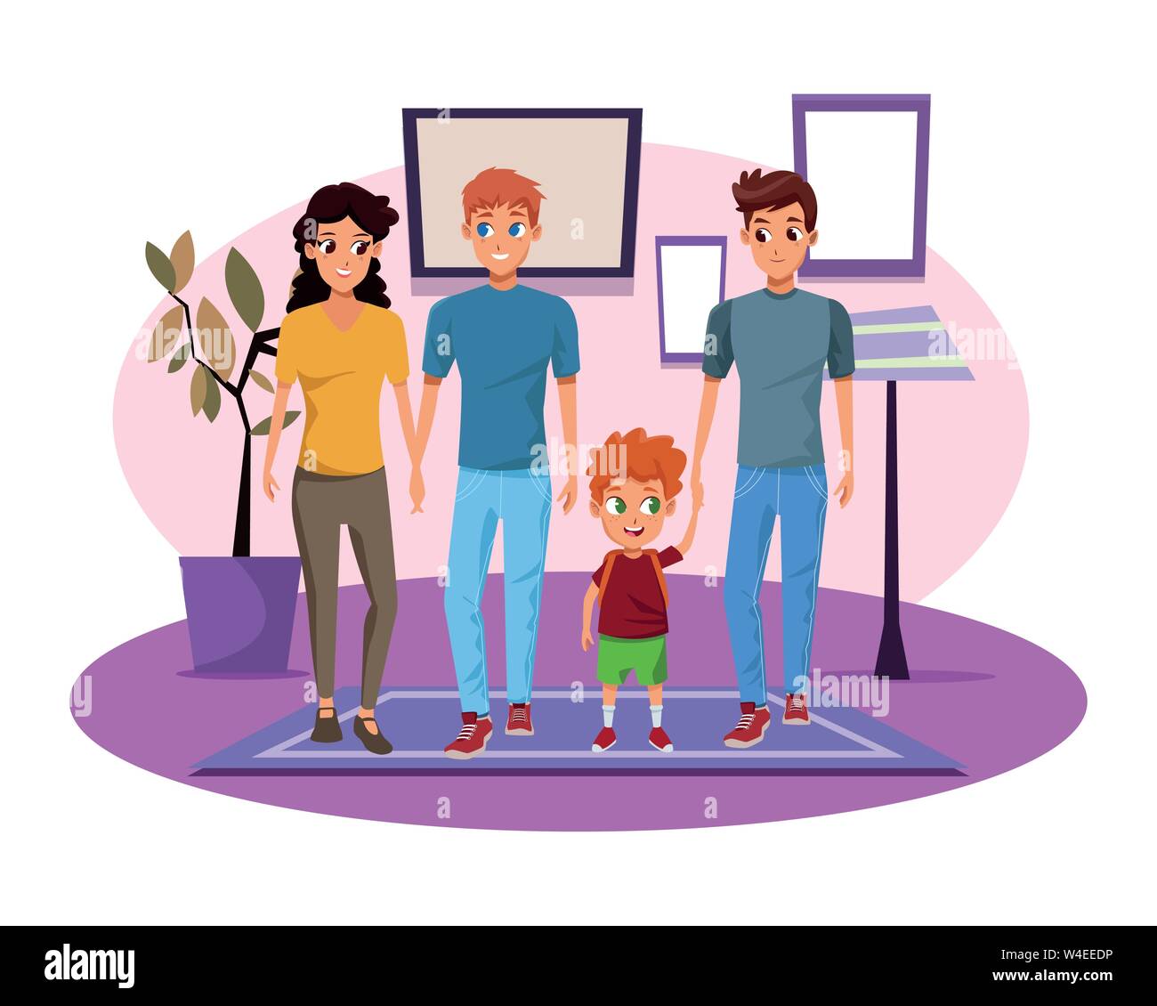 Family young parents with children cartoon Stock Vector Image & Art - Alamy