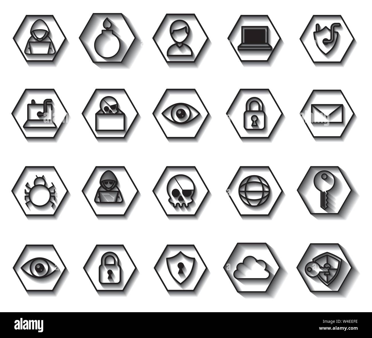 bundle of cyber security monochrome set icons Stock Vector Image & Art ...