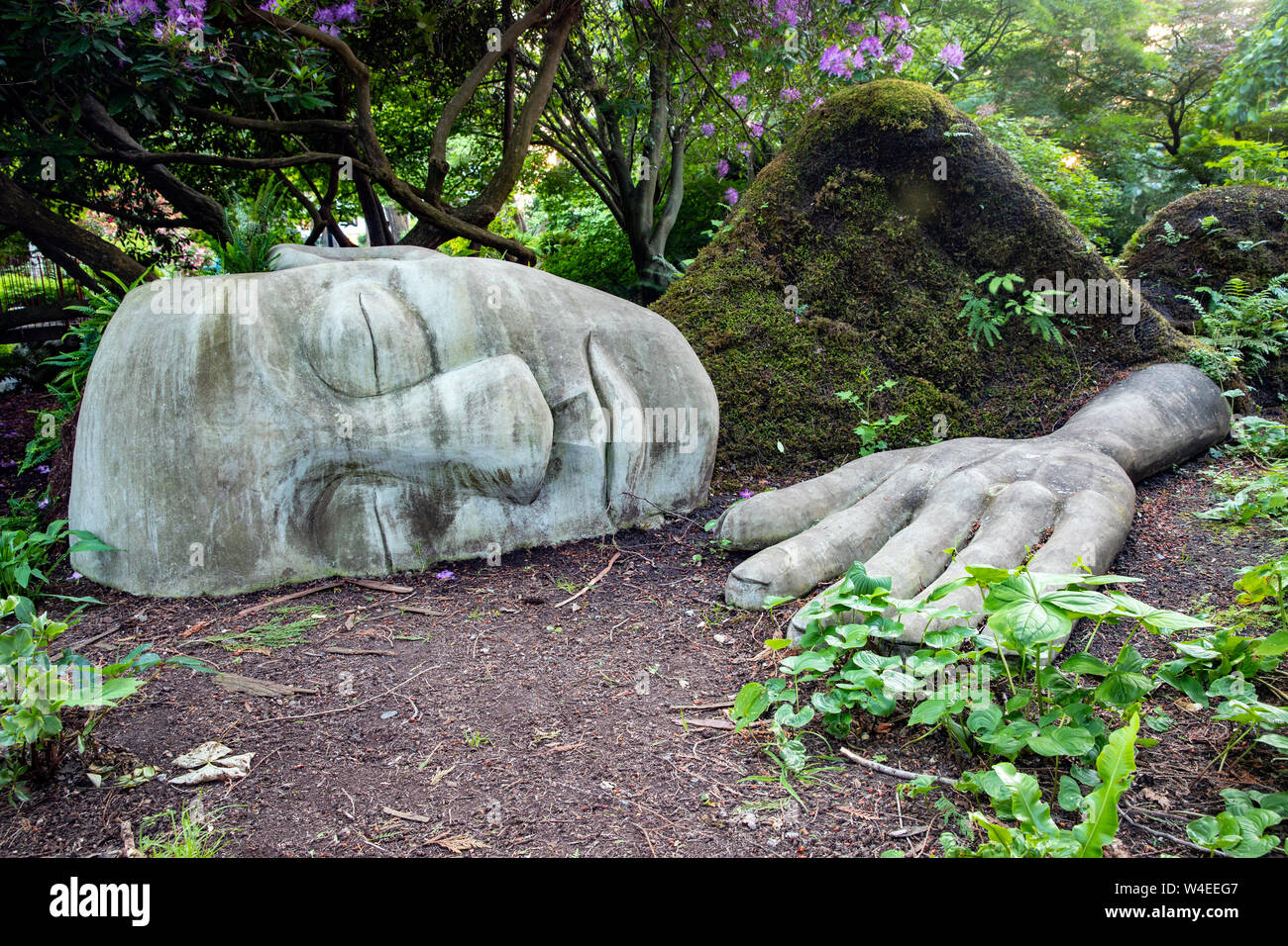 Moss Lady sculpture at night in Beacon Hill Park - Victoria, Vancouver ...