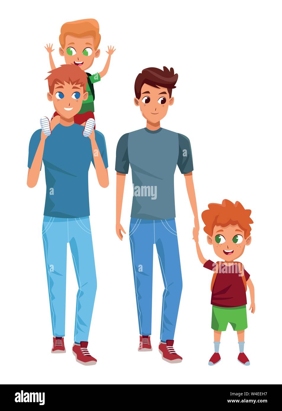Family young parents with children cartoon Stock Vector Image & Art - Alamy