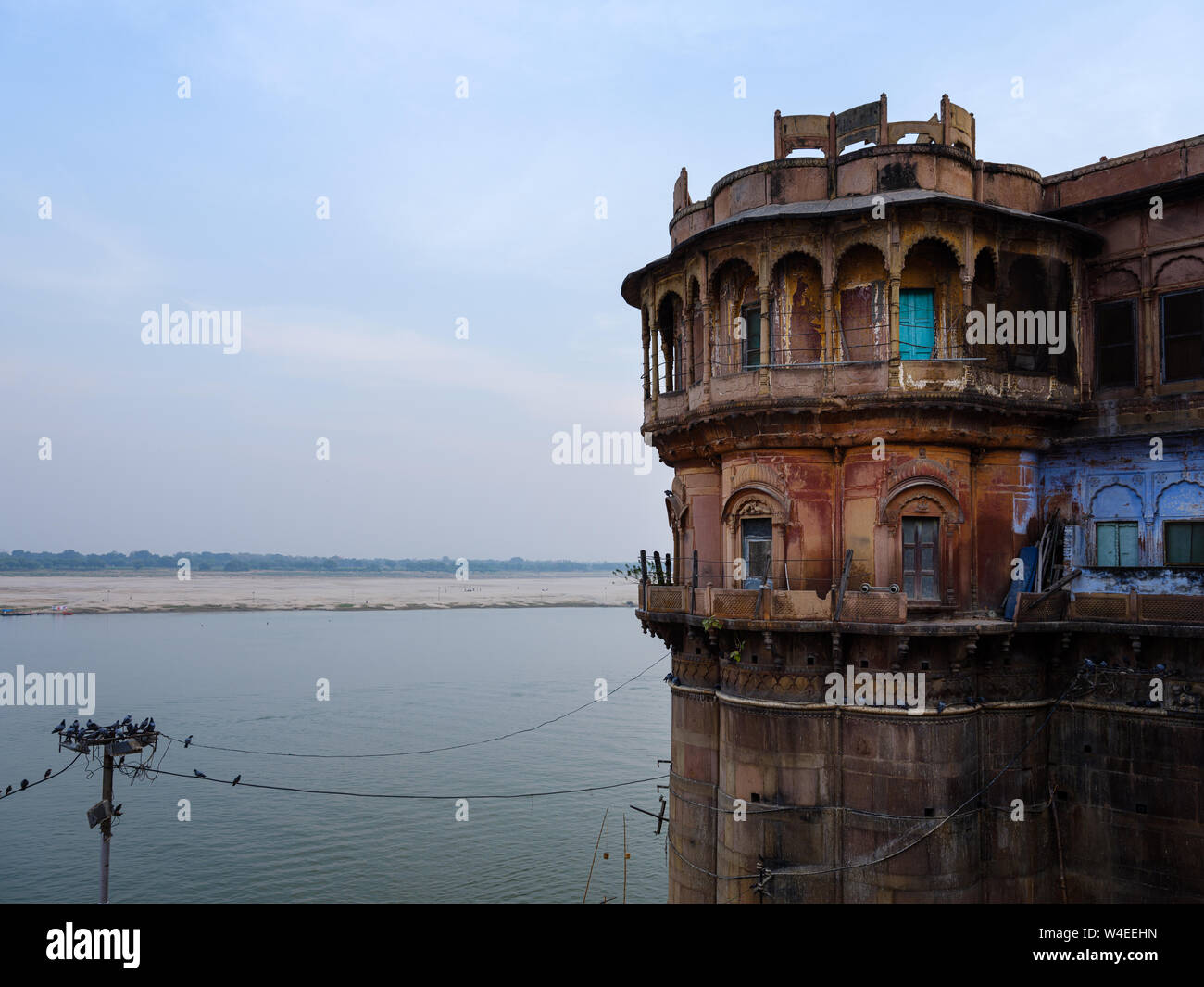Varanasi, INDIA - CIRCA NOVEMBER 2018: Old building in the ghats of ...