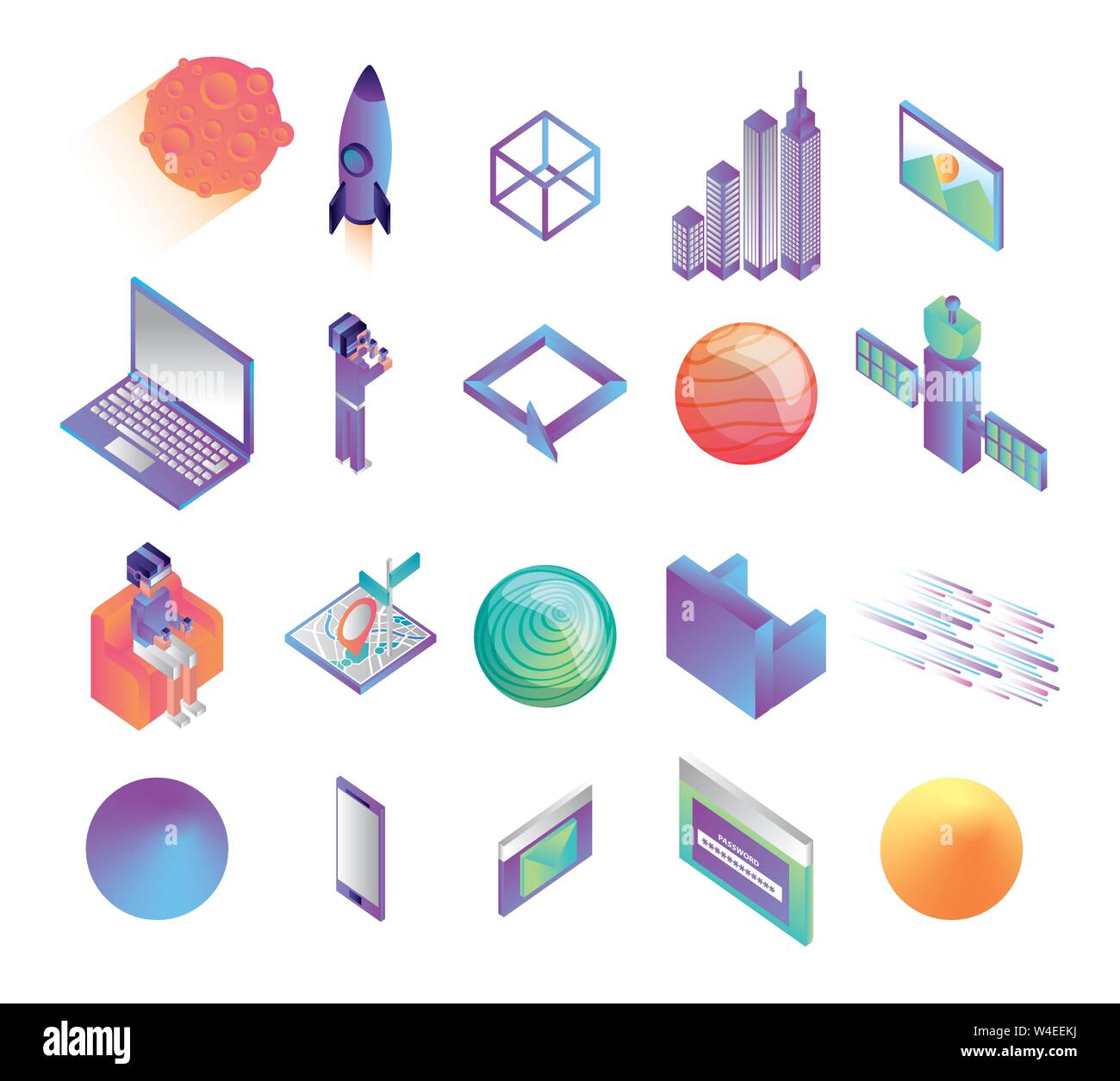 bundle of virtual reality technology icons Stock Vector Image & Art - Alamy