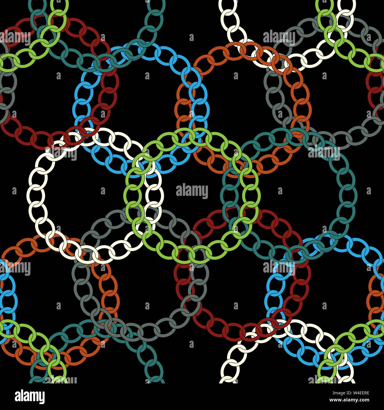 Illustration of the abstract multicolored chain on black background ...