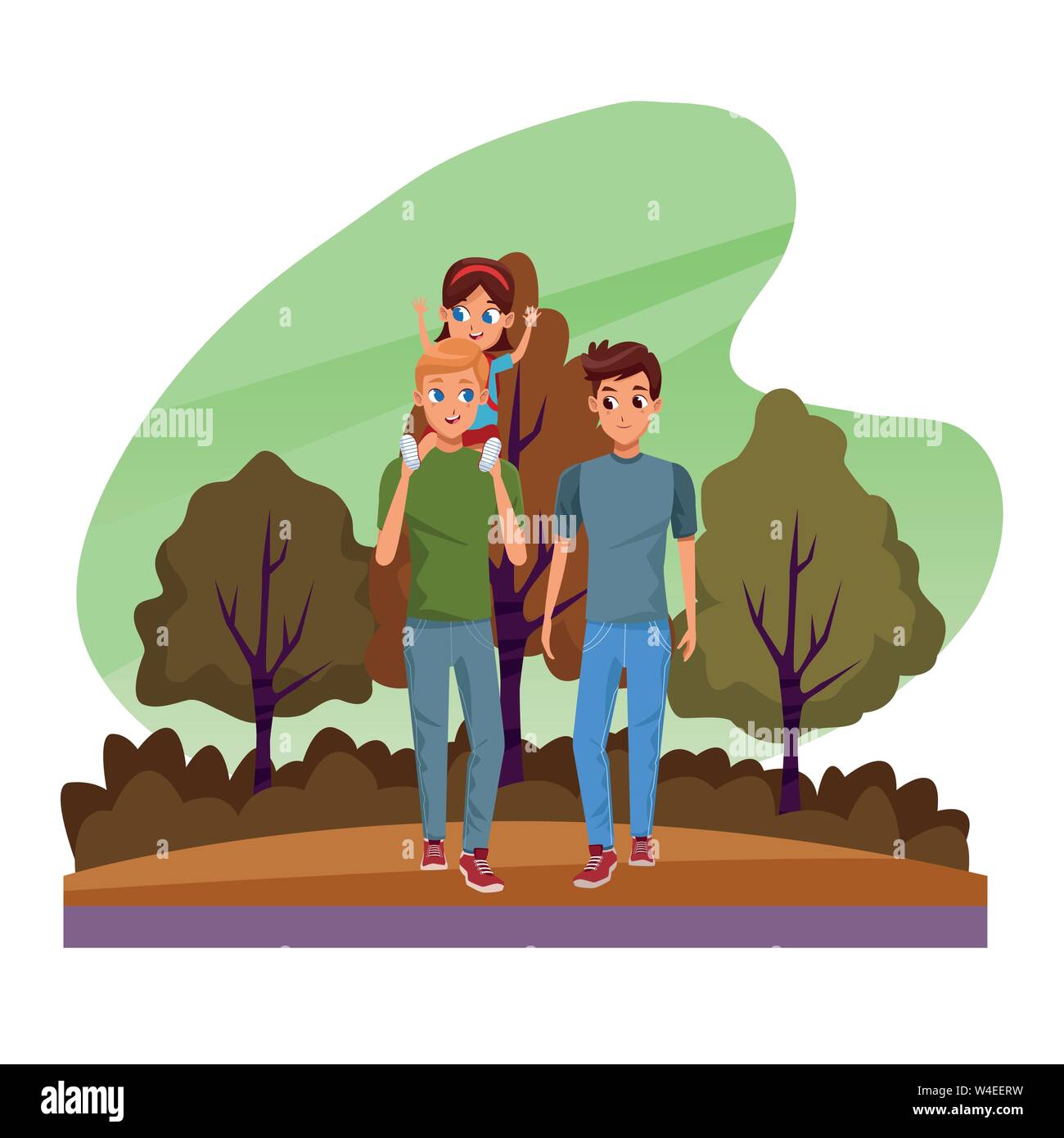 Family two fathers with children Stock Vector Image & Art - Alamy