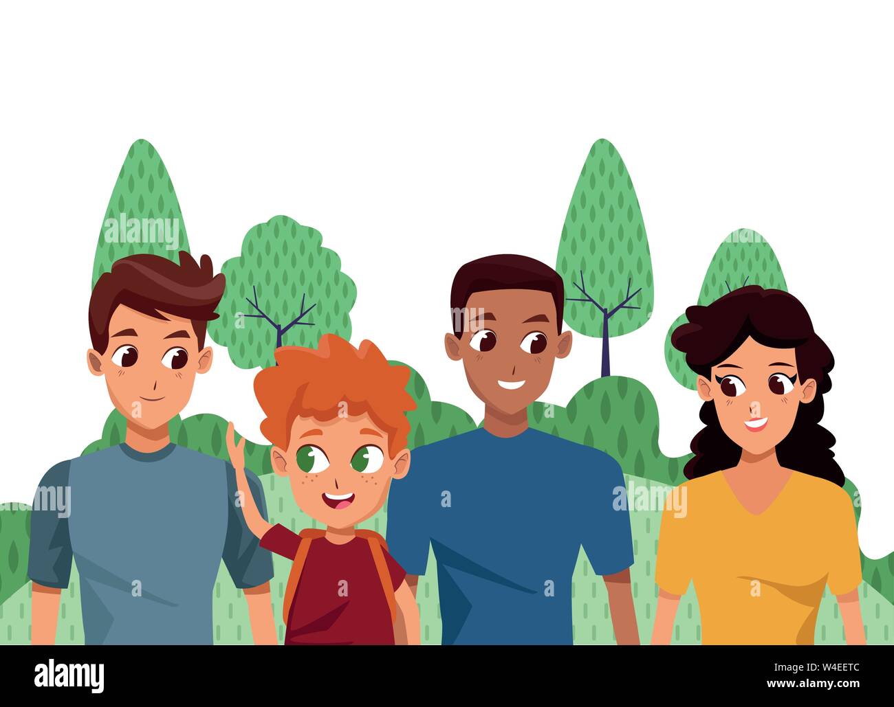 Family young parents with children cartoon Stock Vector Image & Art - Alamy
