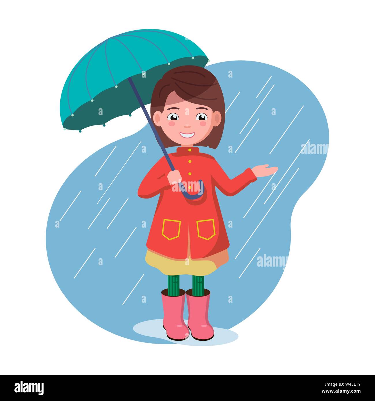 Little Girl With Umbrella Drawing