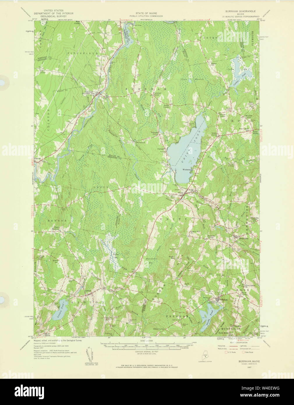 Maine USGS Historical Map Burnham 306501 1957 62500 Restoration Stock ...