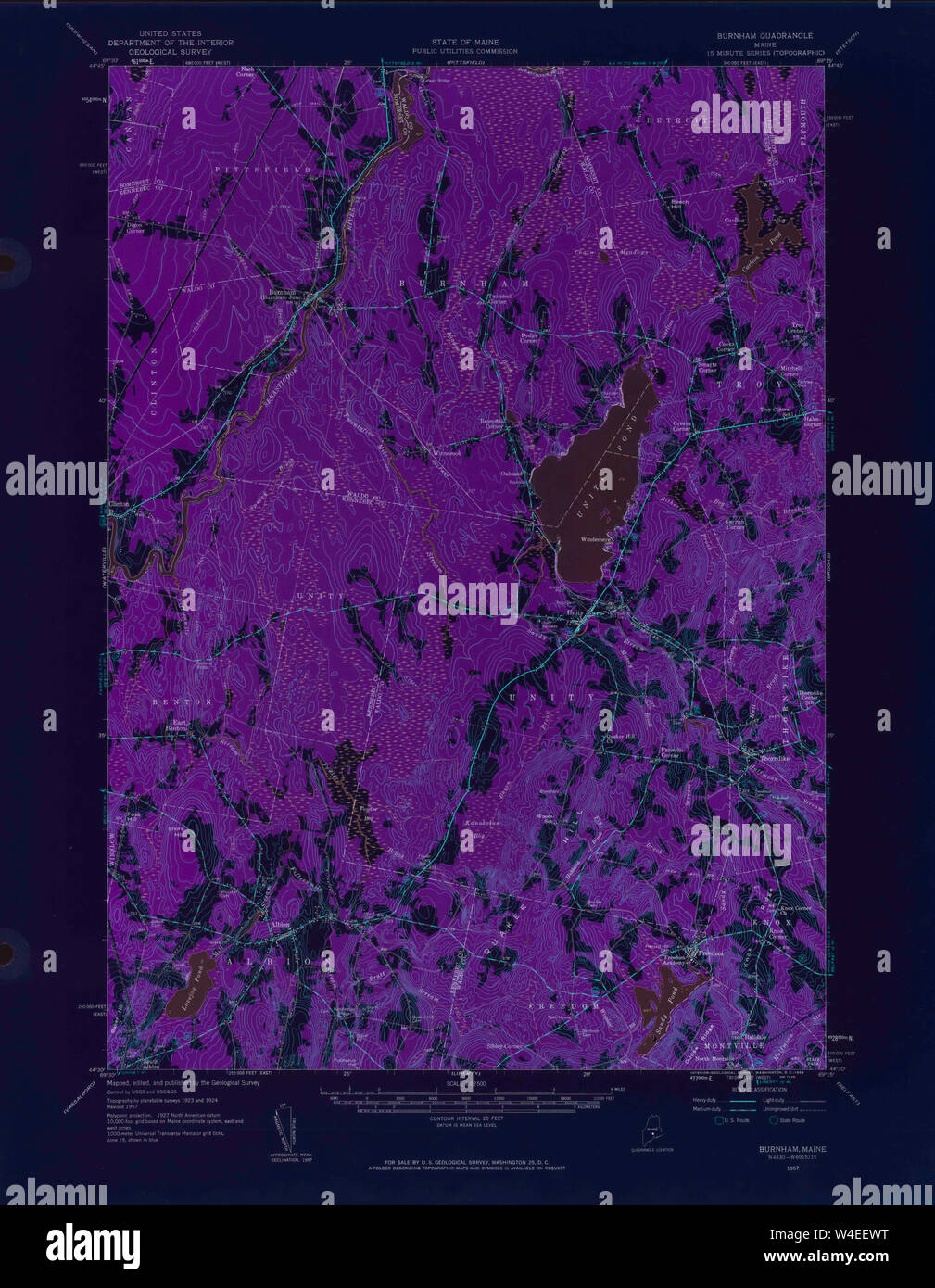 Maine USGS Historical Map Burnham 306501 1957 62500 Inversion ...
