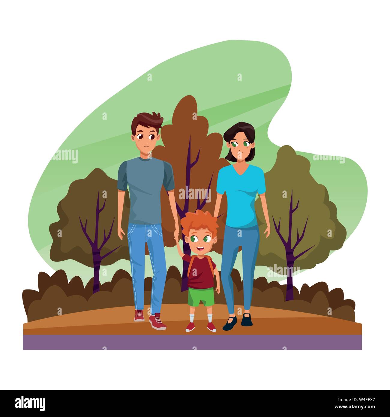 Family young parents with children cartoon Stock Vector Image & Art - Alamy