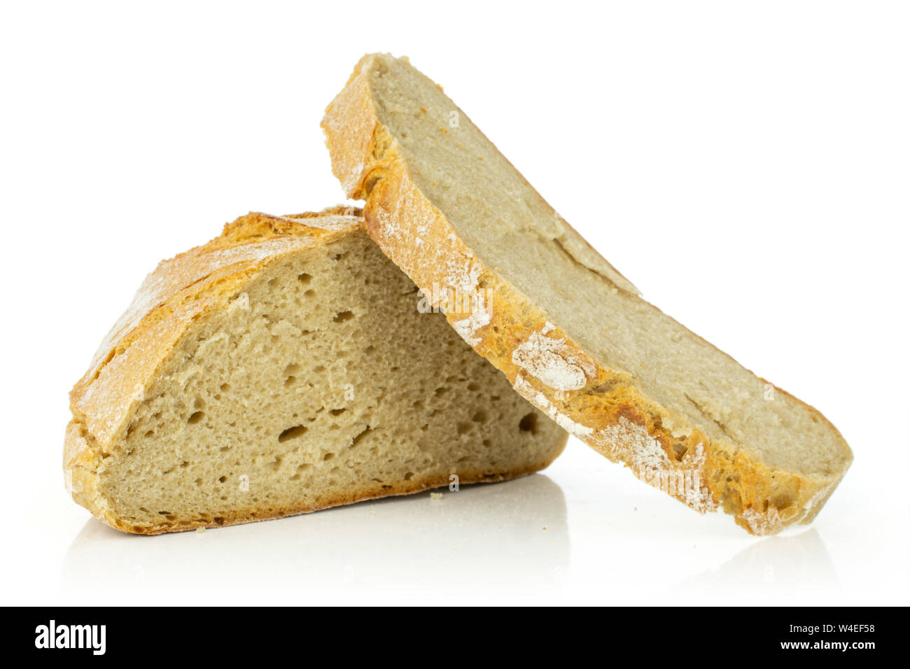 Group of one half one slice of fresh baked rye wheat bread isolated on ...