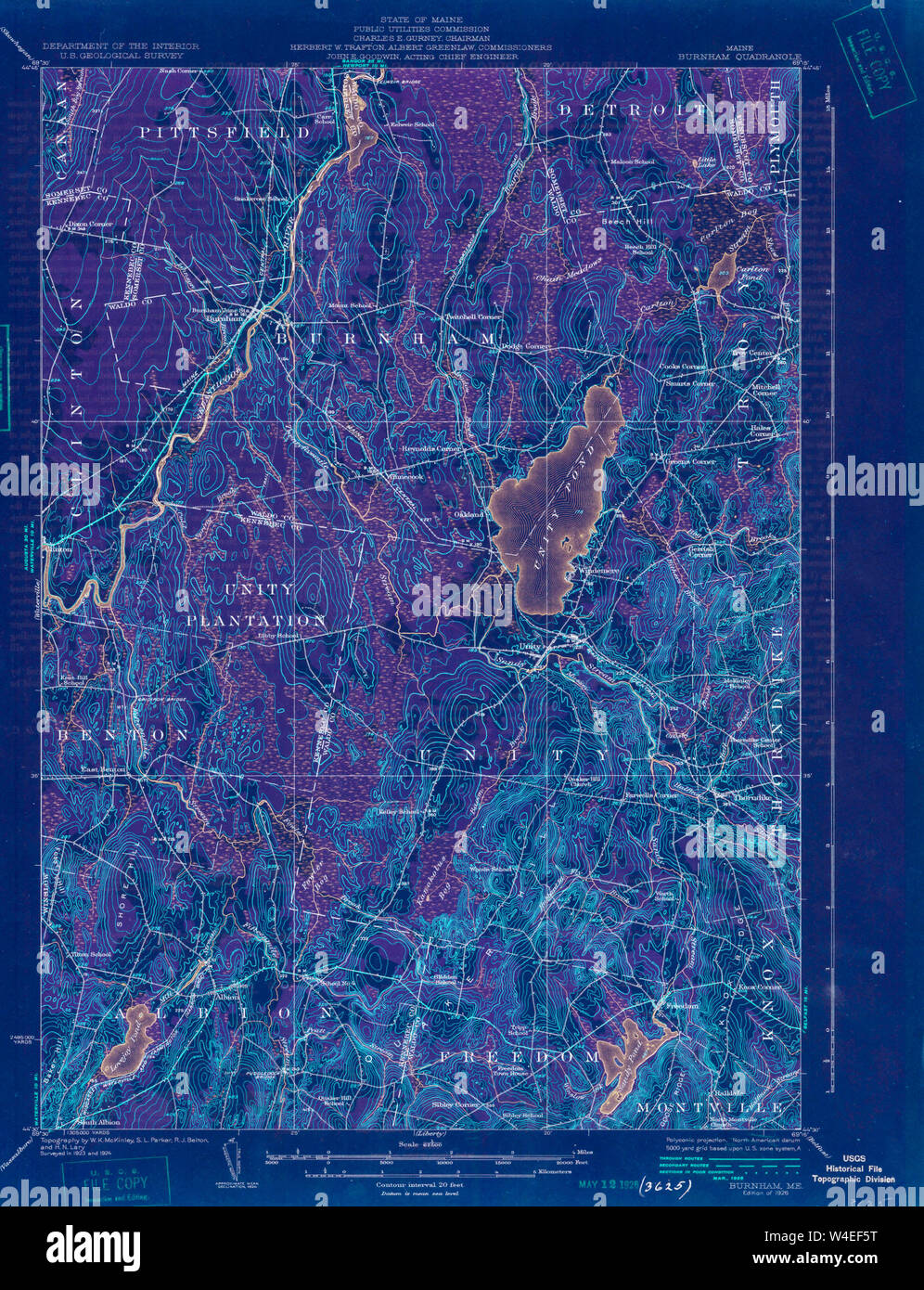 Maine USGS Historical Map Burnham 807417 1926 62500 Inversion ...