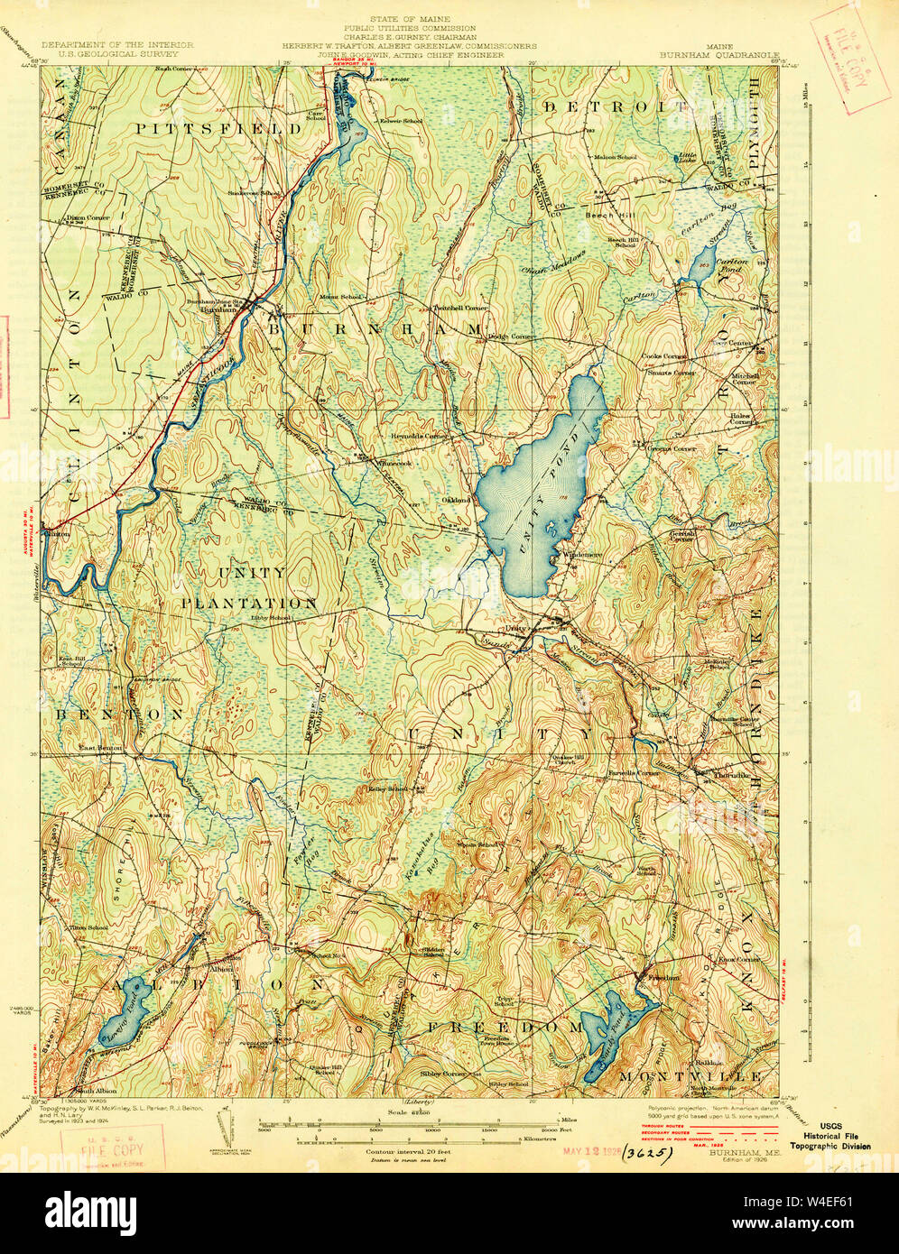 Maine USGS Historical Map Burnham 807417 1926 62500 Restoration Stock ...