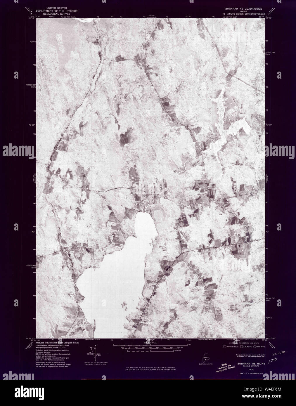 Maine USGS Historical Map Burnham NE 806567 1975 24000 Inversion ...