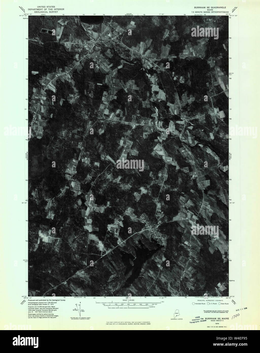 Maine USGS Historical Map Burnham SE 806569 1975 24000 Restoration ...