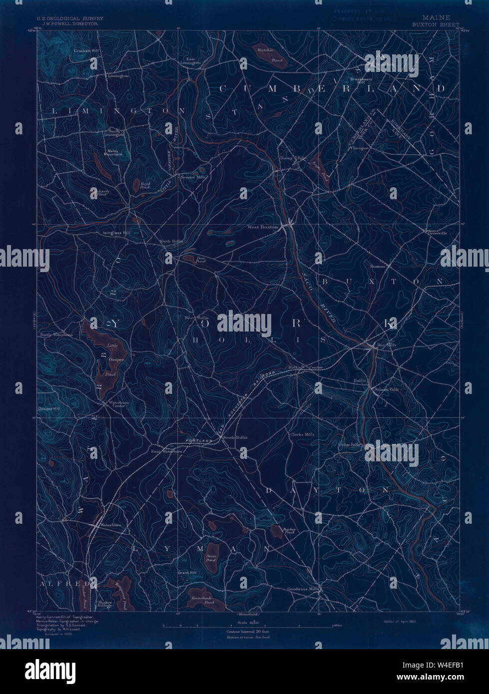 Maine USGS Historical Map Buxton 306503 1893 62500 Inversion ...