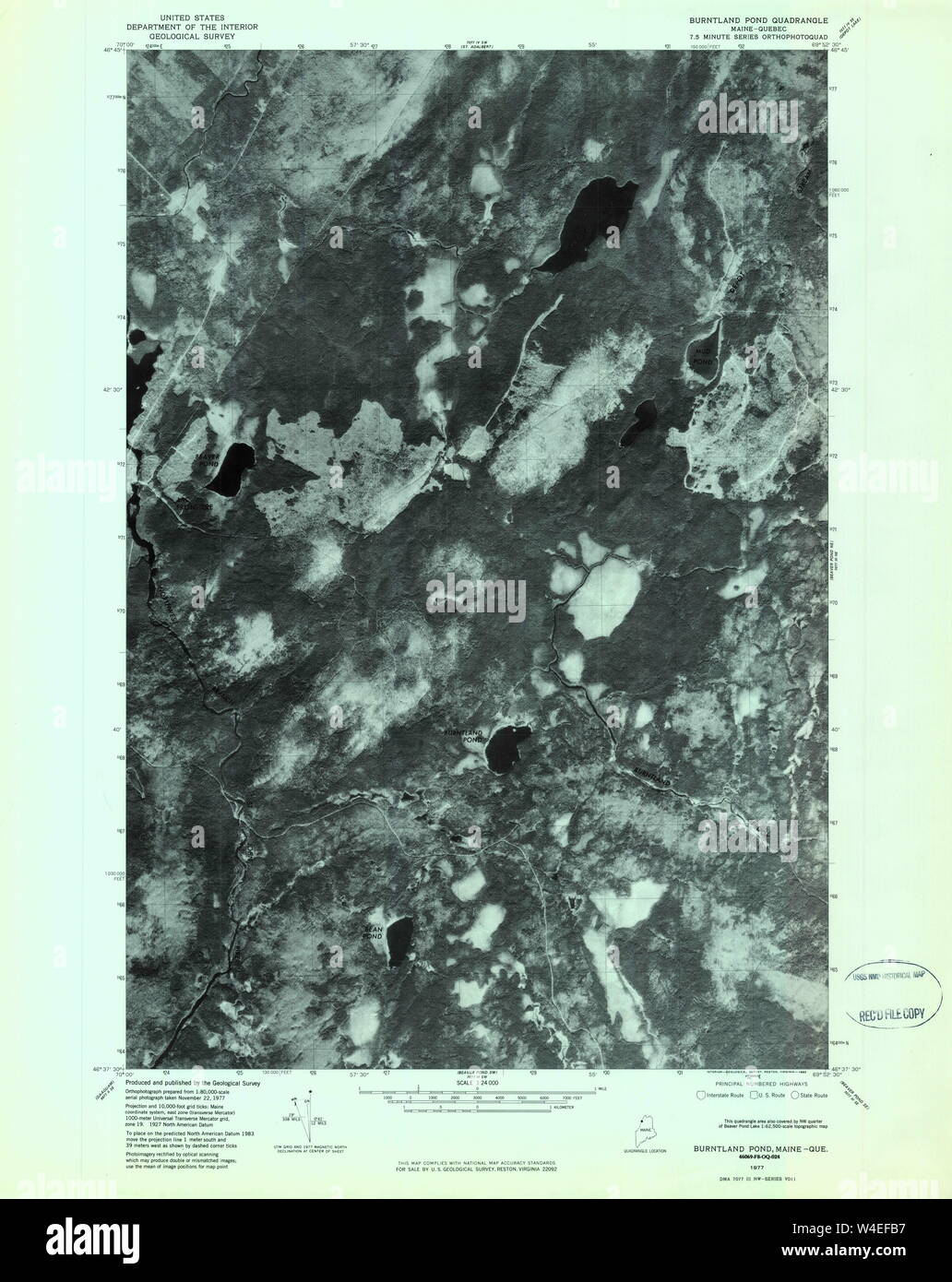 Maine USGS Historical Map Burntland Pond 806571 1977 24000 Restoration ...