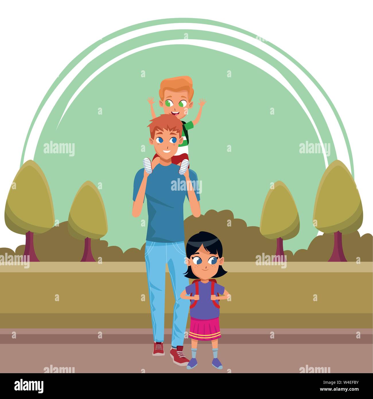 Family single father with children Stock Vector Image & Art - Alamy