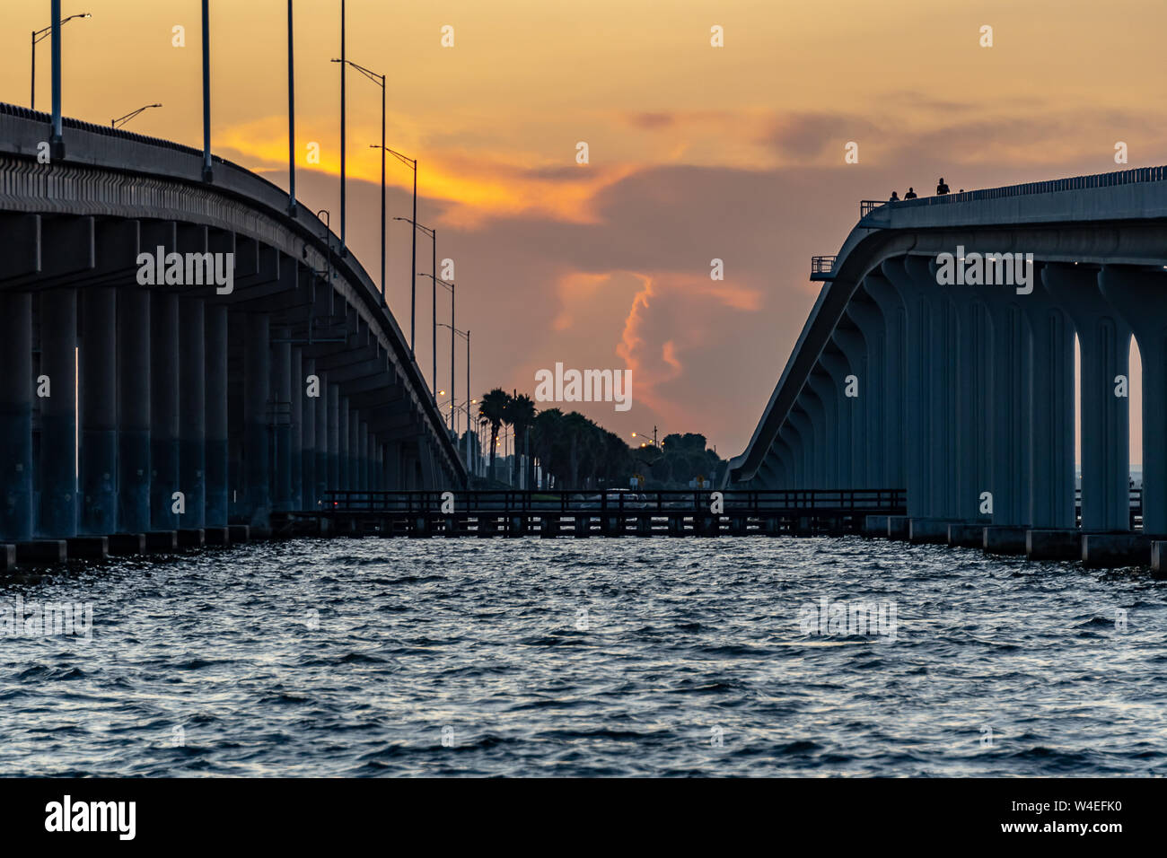 Close view between two bridges at dawn Stock Photo - Alamy