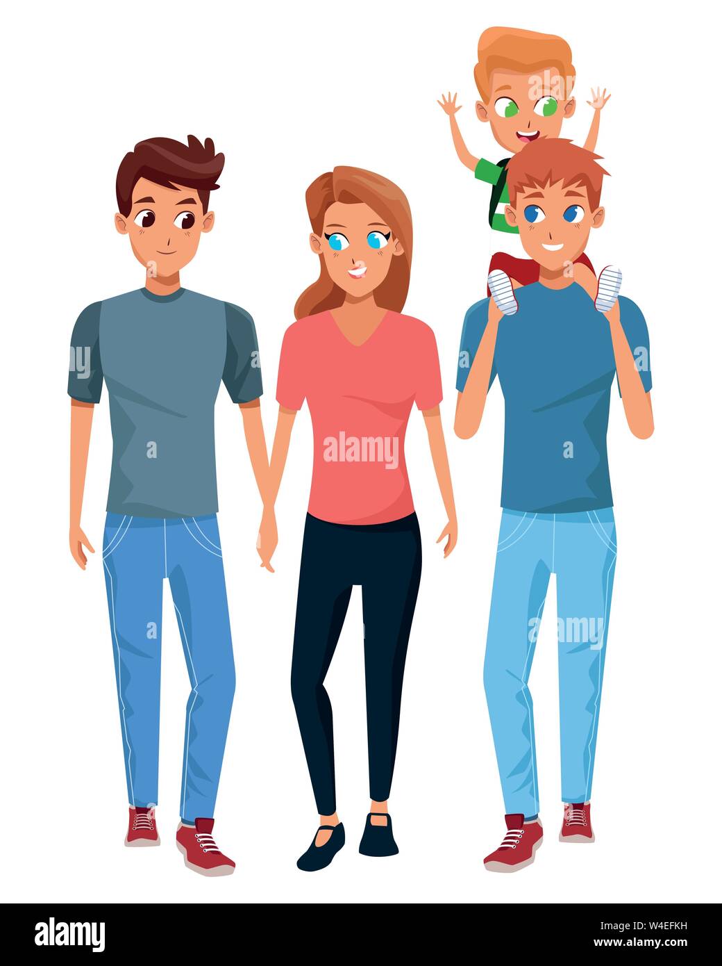 Family young parents with children cartoon Stock Vector Image & Art - Alamy