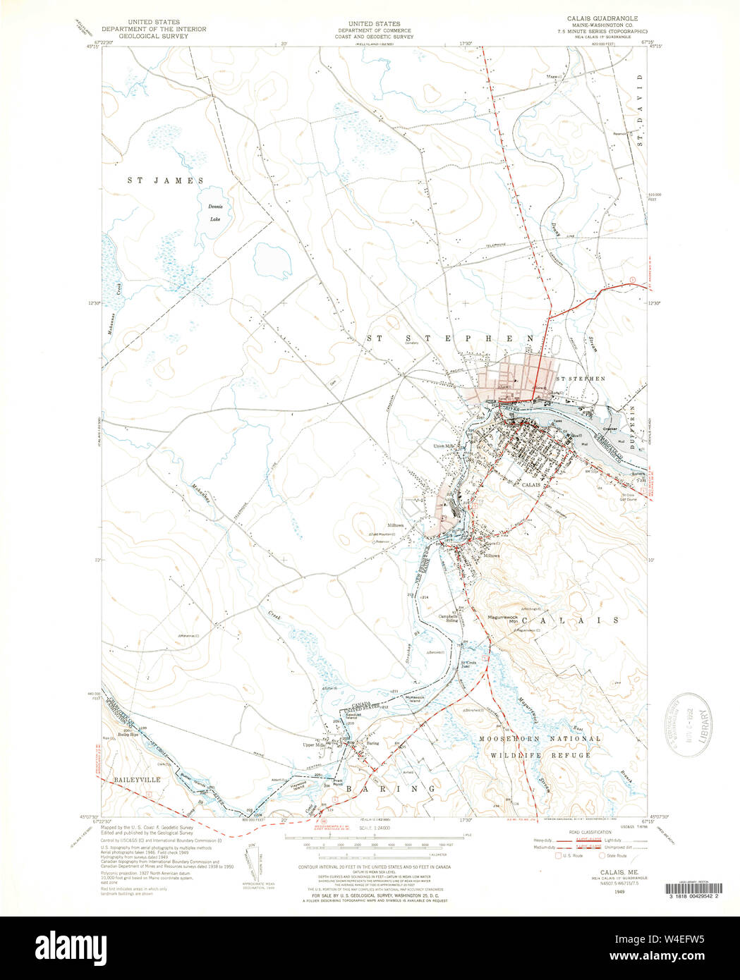 Maine USGS Historical Map Calais 460281 1949 24000 Restoration Stock ...