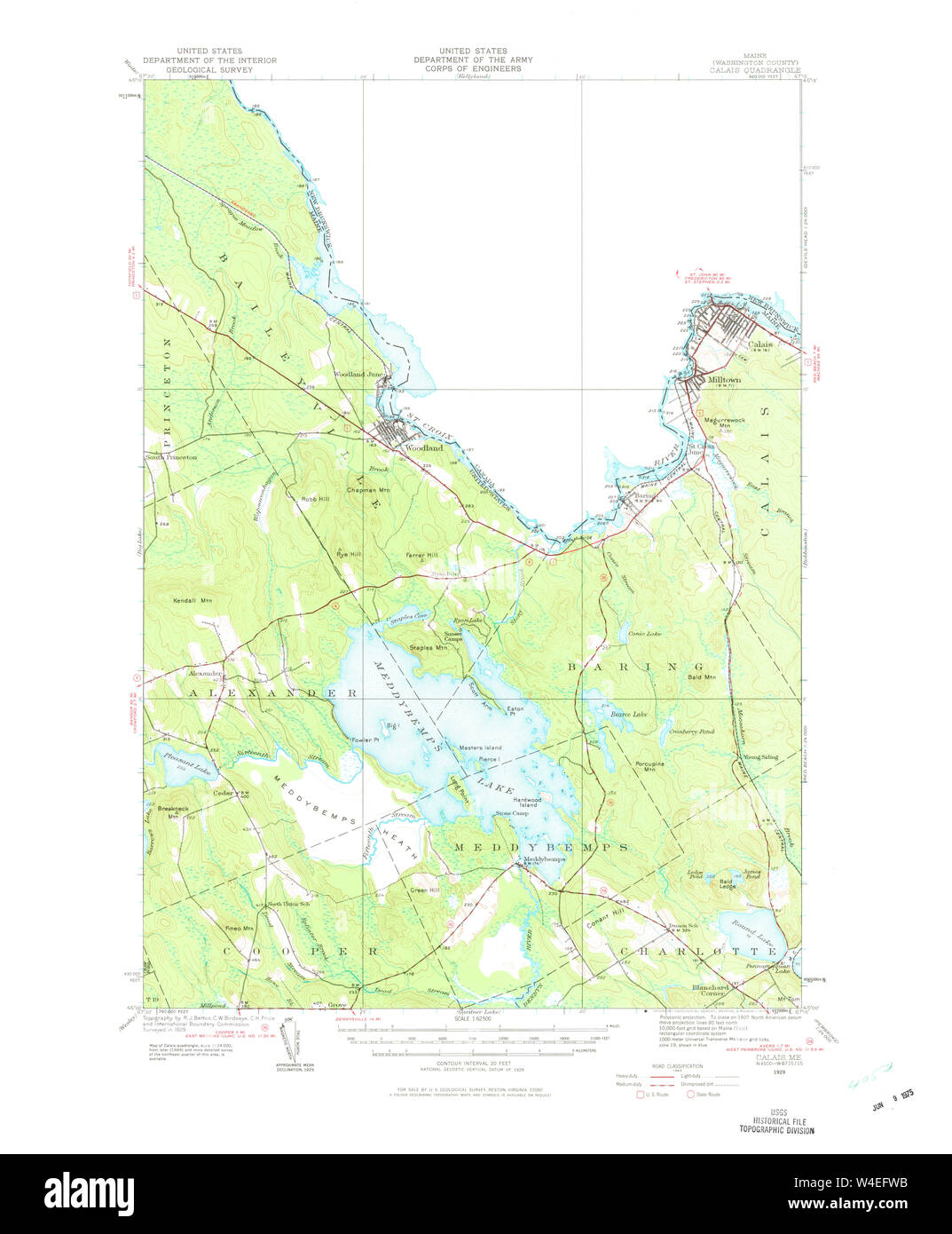 Maine USGS Historical Map Calais 460283 1929 62500 Restoration Stock ...