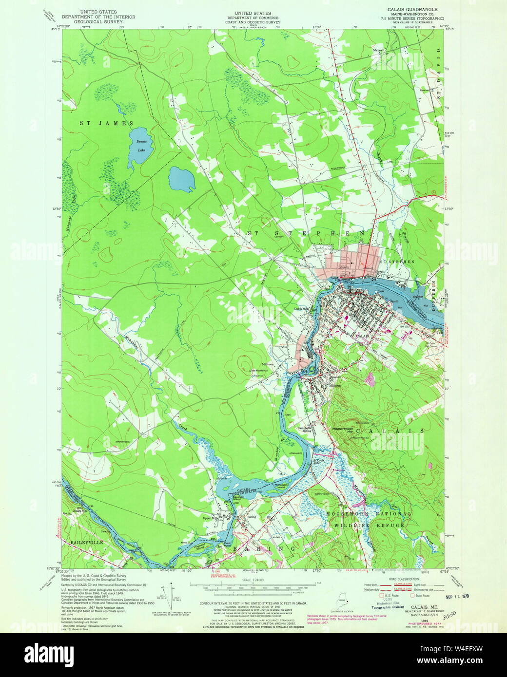 Maine USGS Historical Map Calais 806572 1949 24000 Restoration Stock ...