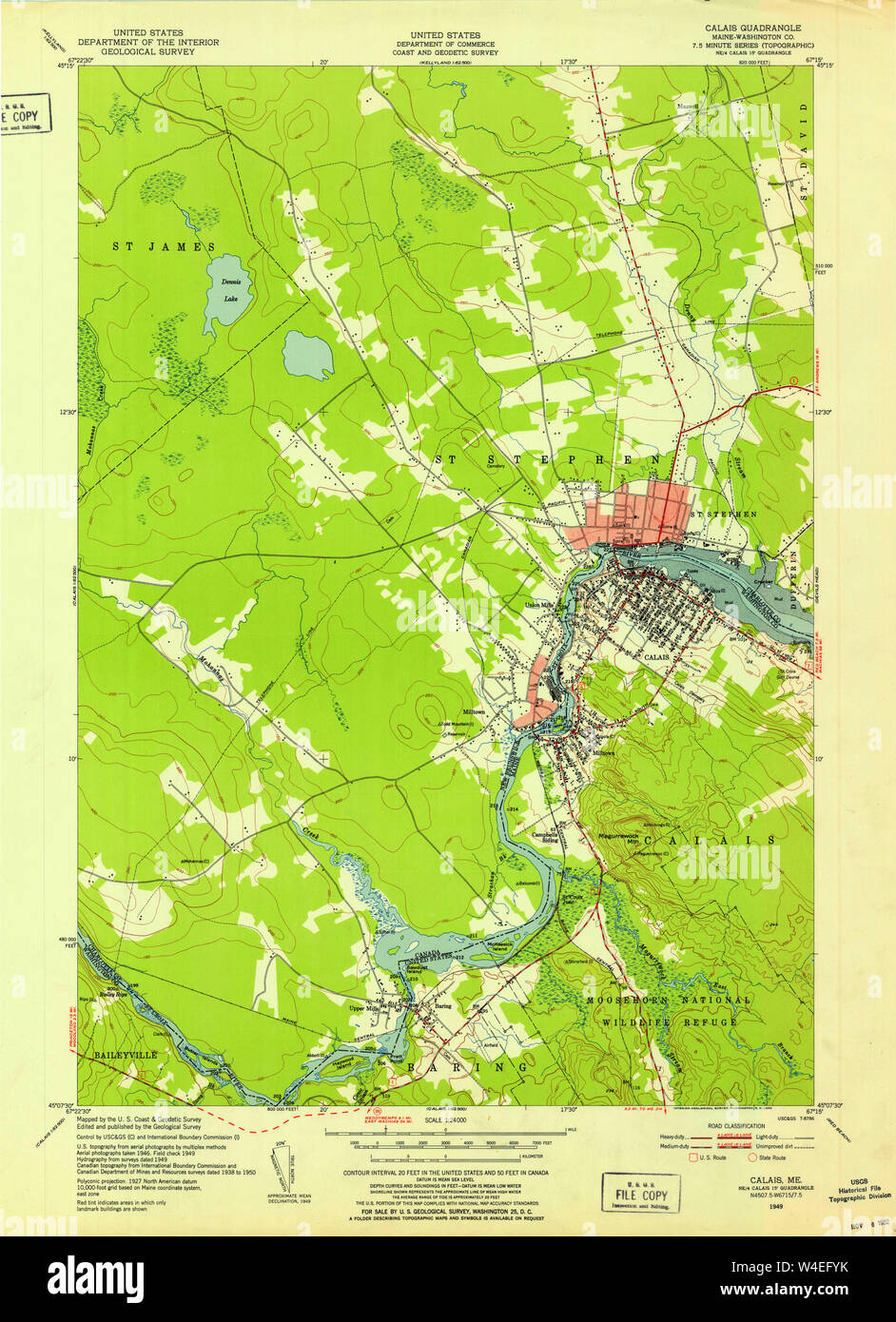 Maine USGS Historical Map Calais 806574 1949 24000 Restoration Stock ...