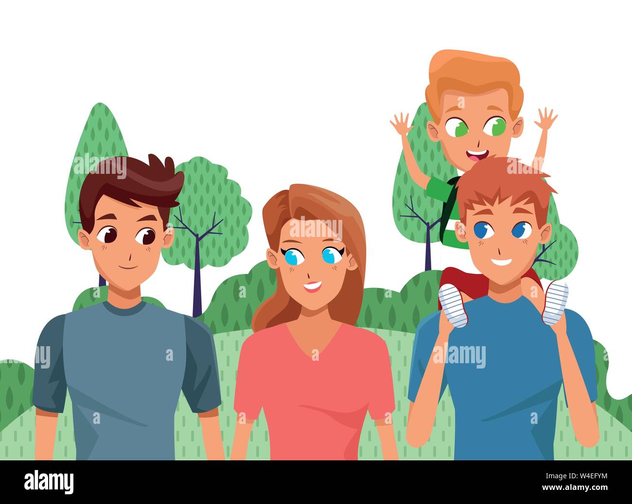 Family young parents with children cartoon Stock Vector Image & Art - Alamy