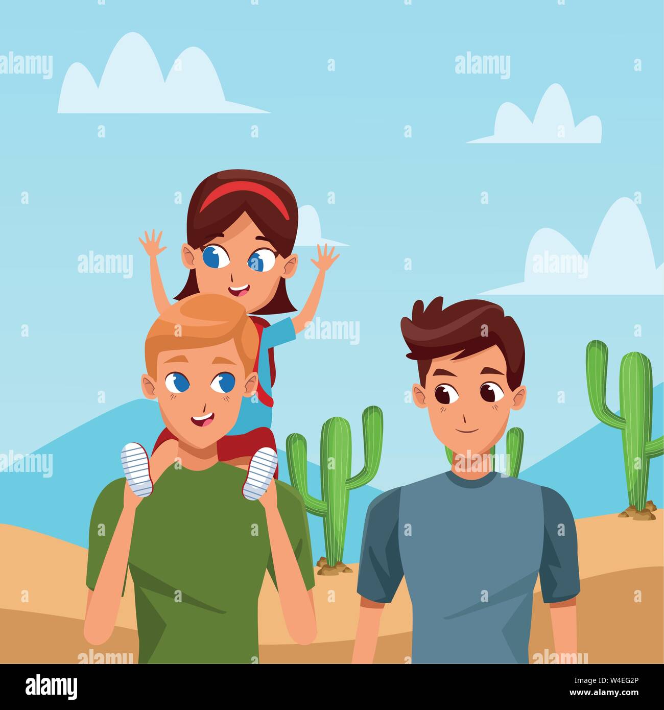 Family two fathers with children Stock Vector Image & Art - Alamy