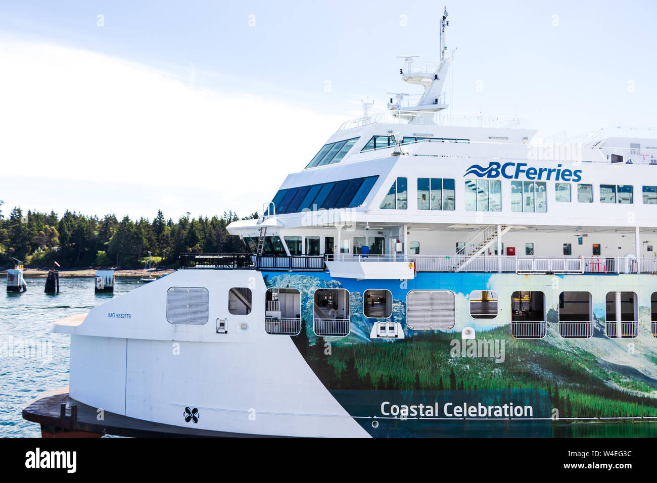 Bow (front) of BC Ferries, Coastal Celebration ship seen while docked ...