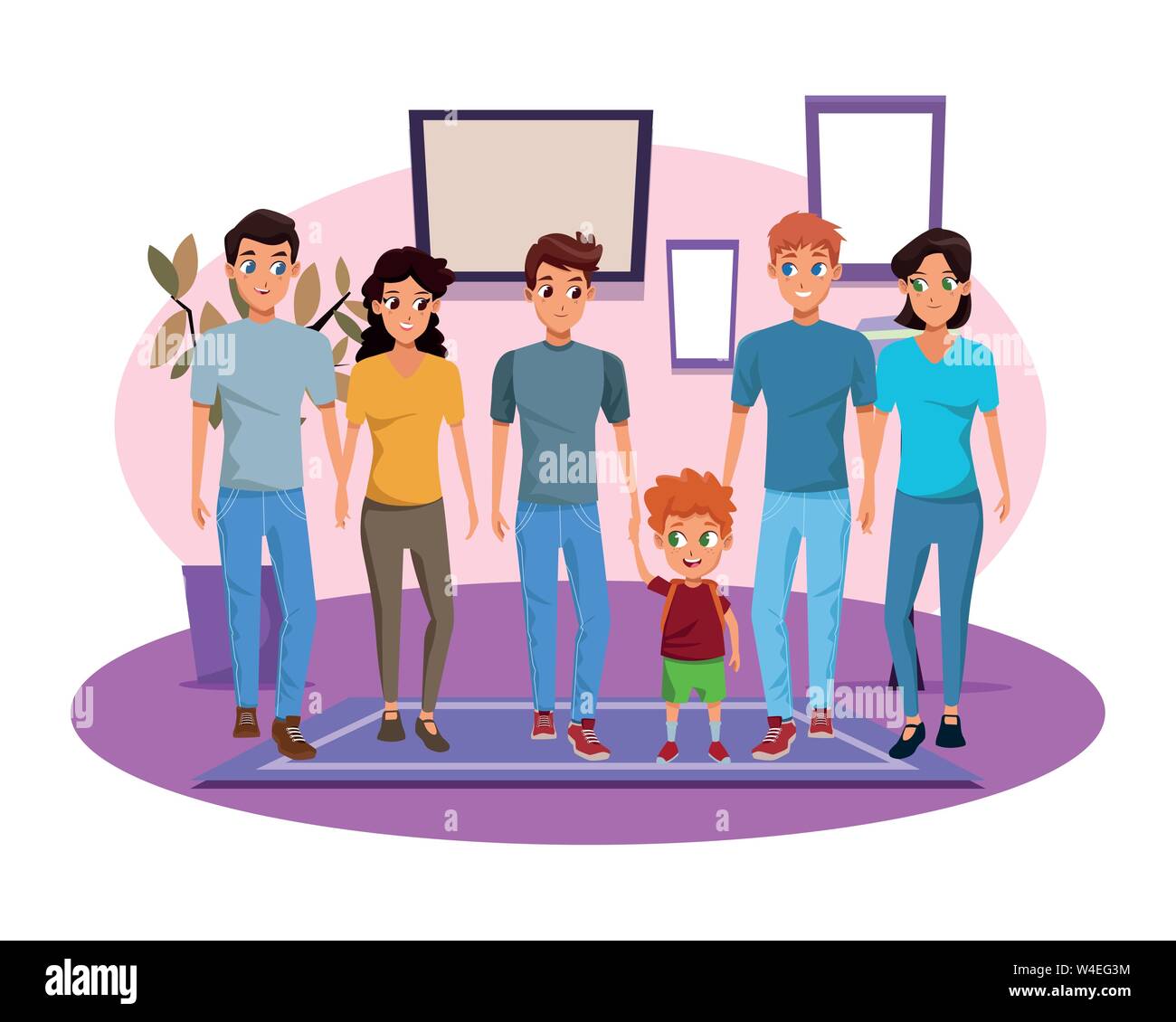Family young parents with children cartoon Stock Vector Image & Art - Alamy