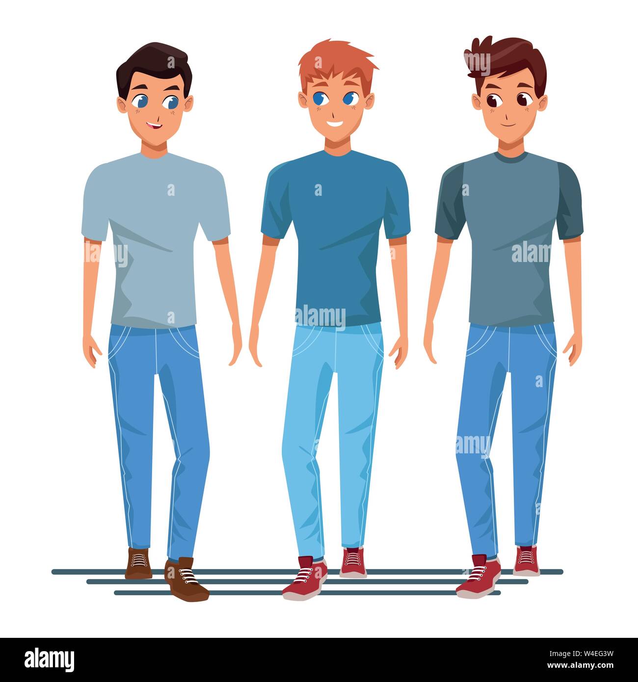 Young friends smiling with casual clothes cartoons Stock Vector Image ...