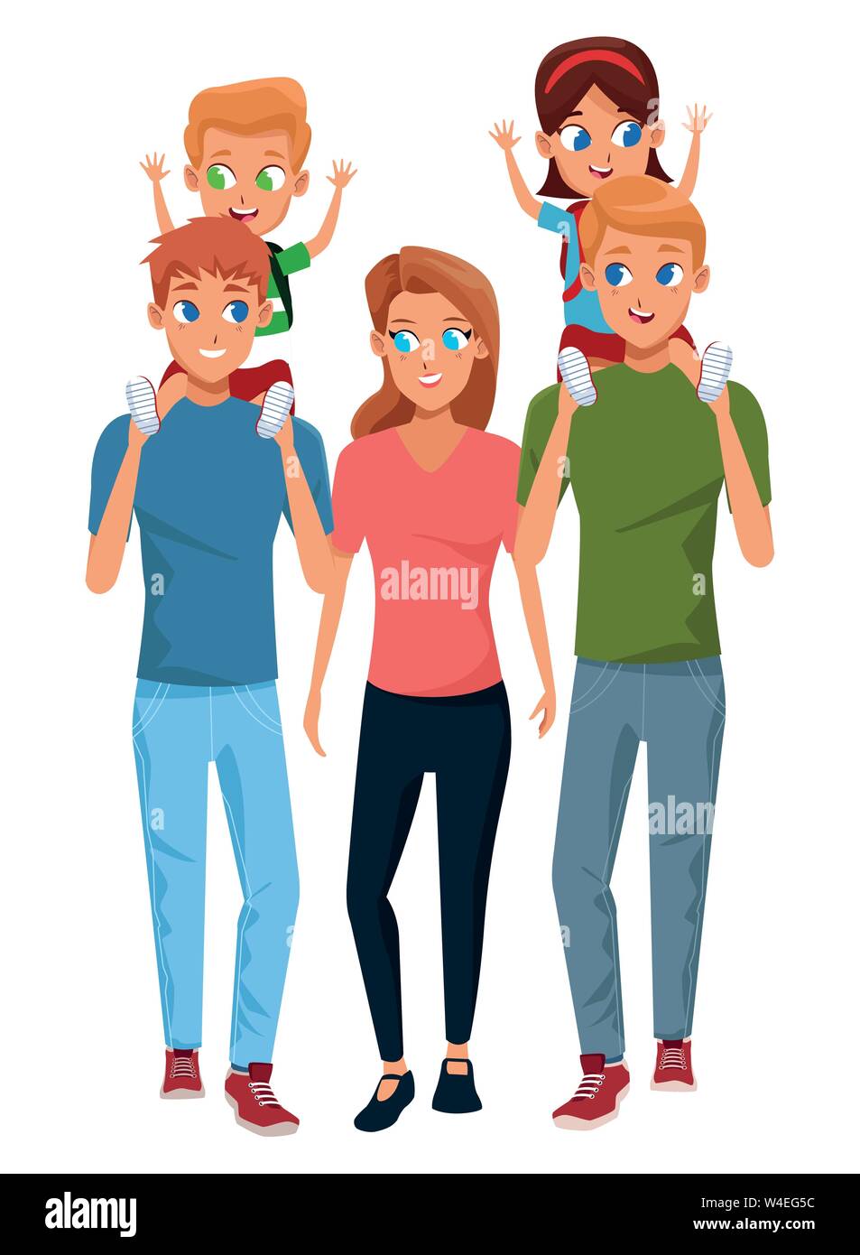 Family young parents with children cartoon Stock Vector Image & Art - Alamy
