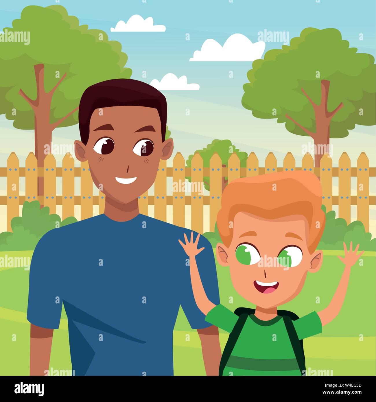 Family single father with children Stock Vector Image & Art - Alamy