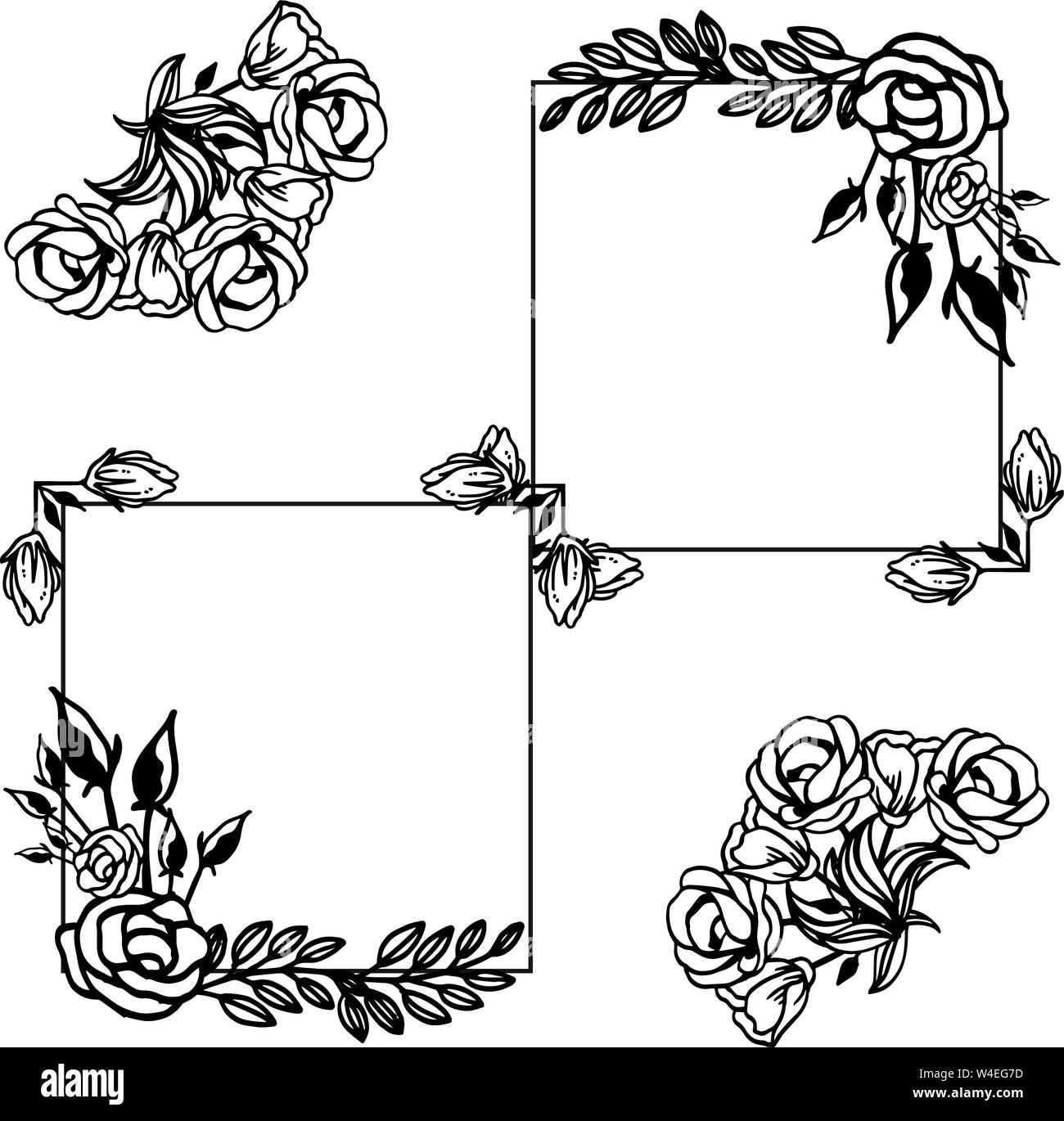 Poster design for cute rose flower frame, space for your text. Vector ...