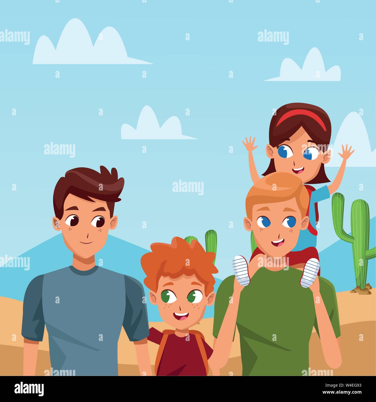 Family young parents with children cartoon Stock Vector Image & Art - Alamy