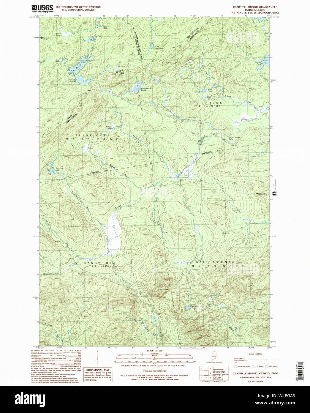 Maine USGS Historical Map Campbell Brook 104992 1989 24000 Restoration ...